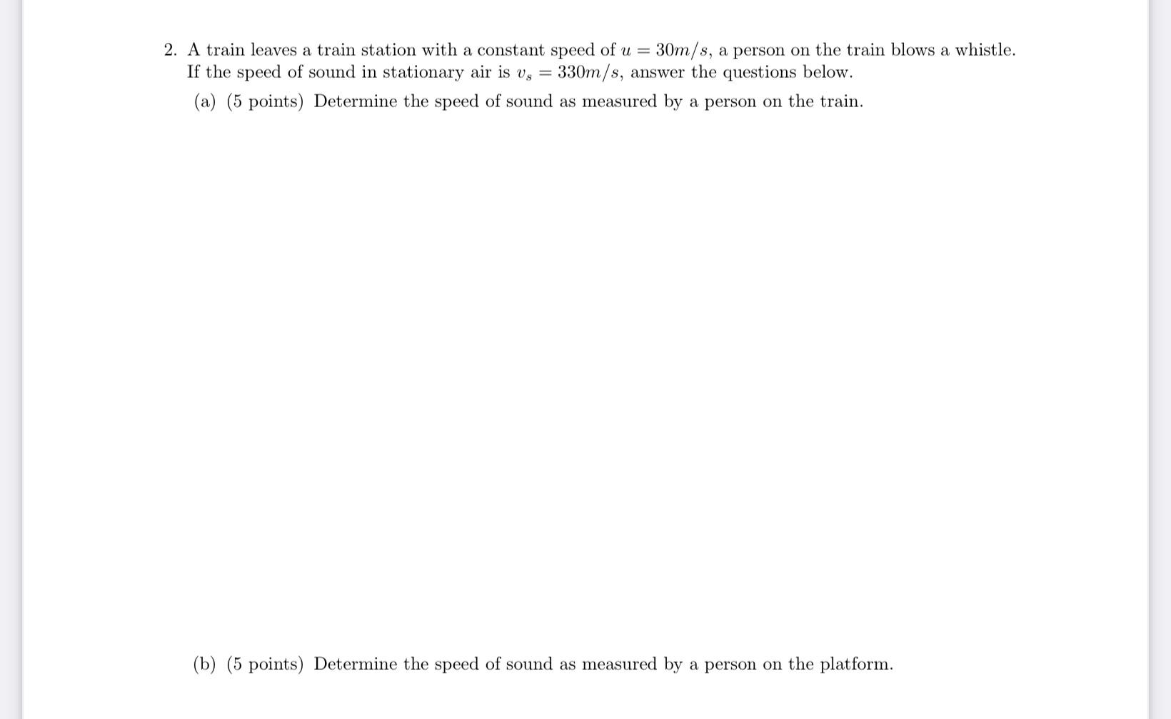 Solved 2. A train leaves a train station with a constant | Chegg.com