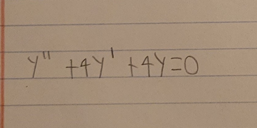 Solved y′′+4y′+4y=0 | Chegg.com