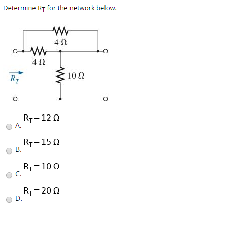 Solved Determine RT for the network below. 412 401 Ri 100 | Chegg.com