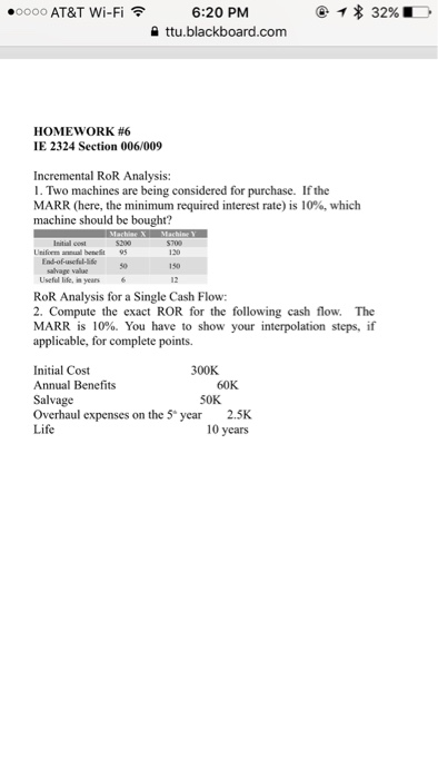 Solved Incremental RoR Analysis: Two machines are being | Chegg.com