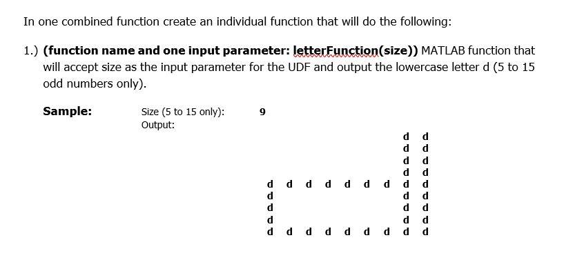 Solved In one combined function create an individual | Chegg.com