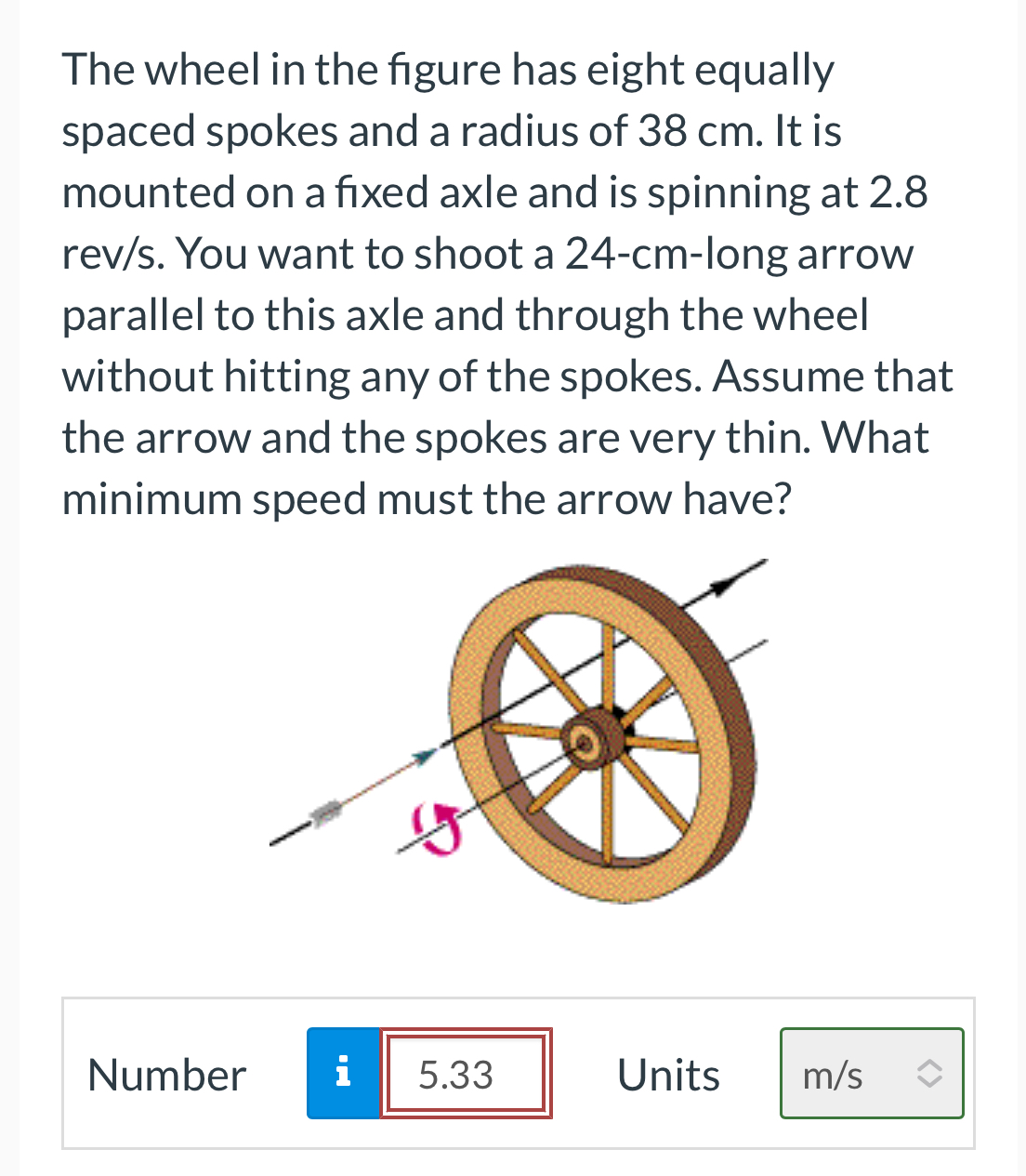 Solved The wheel in the figure has eight equally spaced | Chegg.com