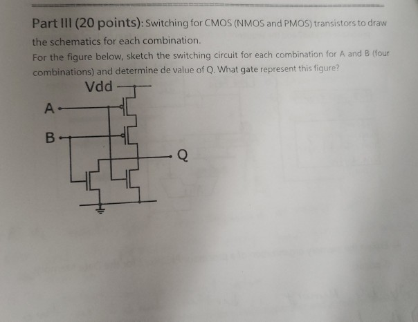 Solved Part III (20 points): Switching for CMOS (NMOS and | Chegg.com