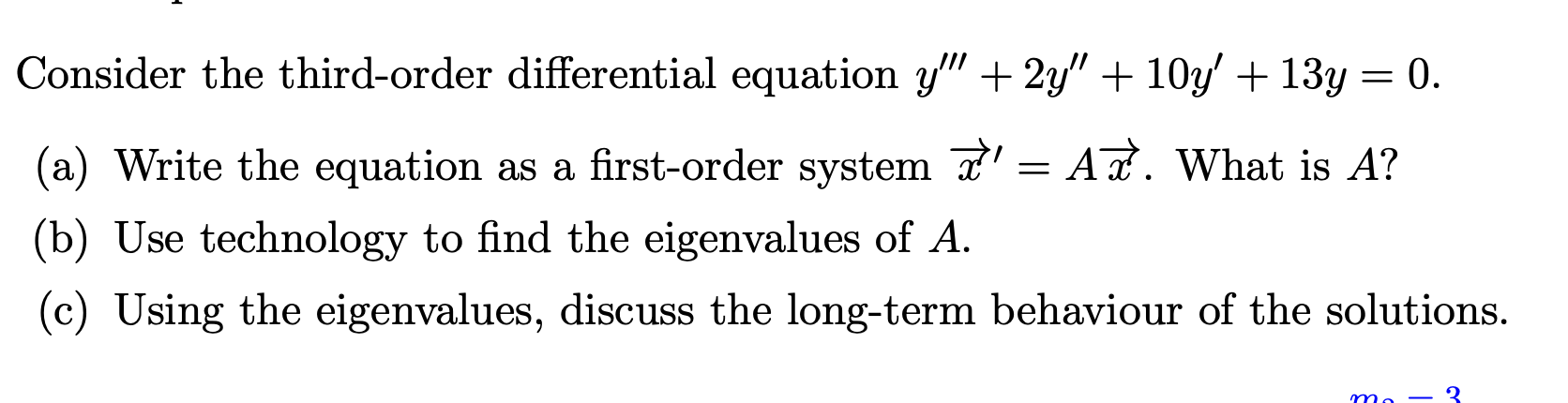 Solved Consider the third-order differential equation y" + | Chegg.com