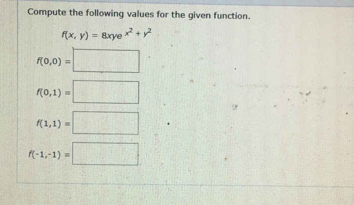 Solved Compute the following values for the given function. | Chegg.com