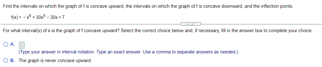 Solved Find the intervals on which the graph of fis concave | Chegg.com
