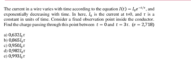 Solved The current in a wire varies with time according to | Chegg.com