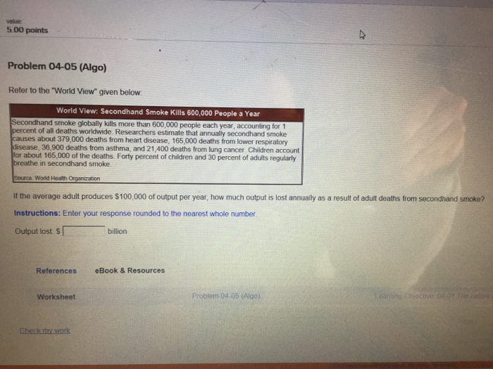 Solved velue 5.00 points Problem 04-05 (Algo Refer to the | Chegg.com