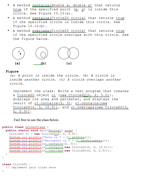 Solved Part Two: Problem Description: Define the CirclezD | Chegg.com