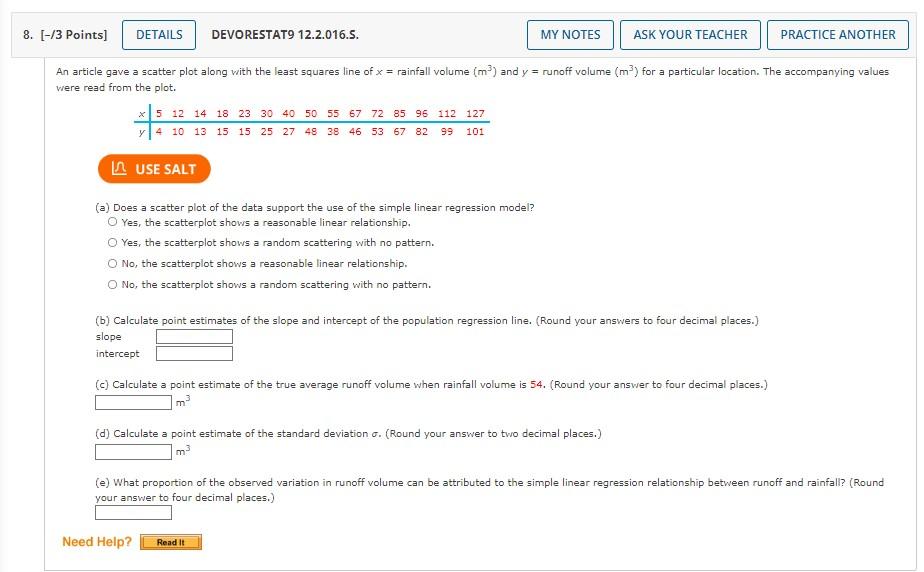 Solved 8. [-13 Points) DETAILS DEVORESTAT9 12.2.016.S. MY | Chegg.com