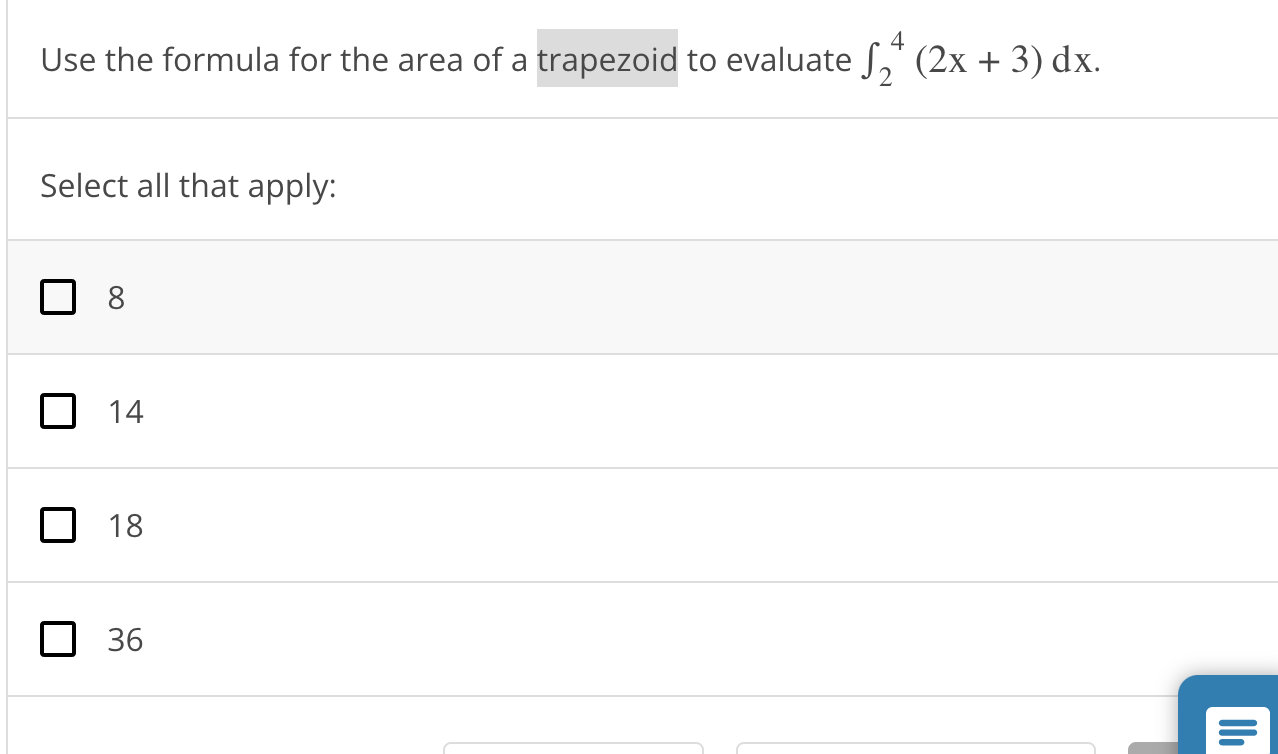 Solved Use the formula for the area of a trapezoid to | Chegg.com