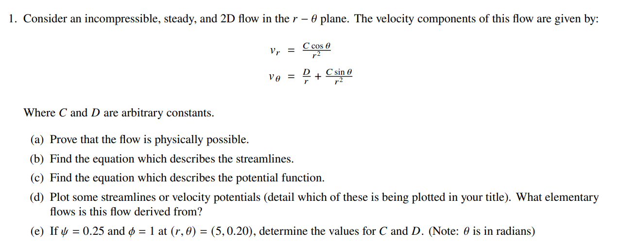 Solved Consider an incompressible, steady, and 2D flow in | Chegg.com