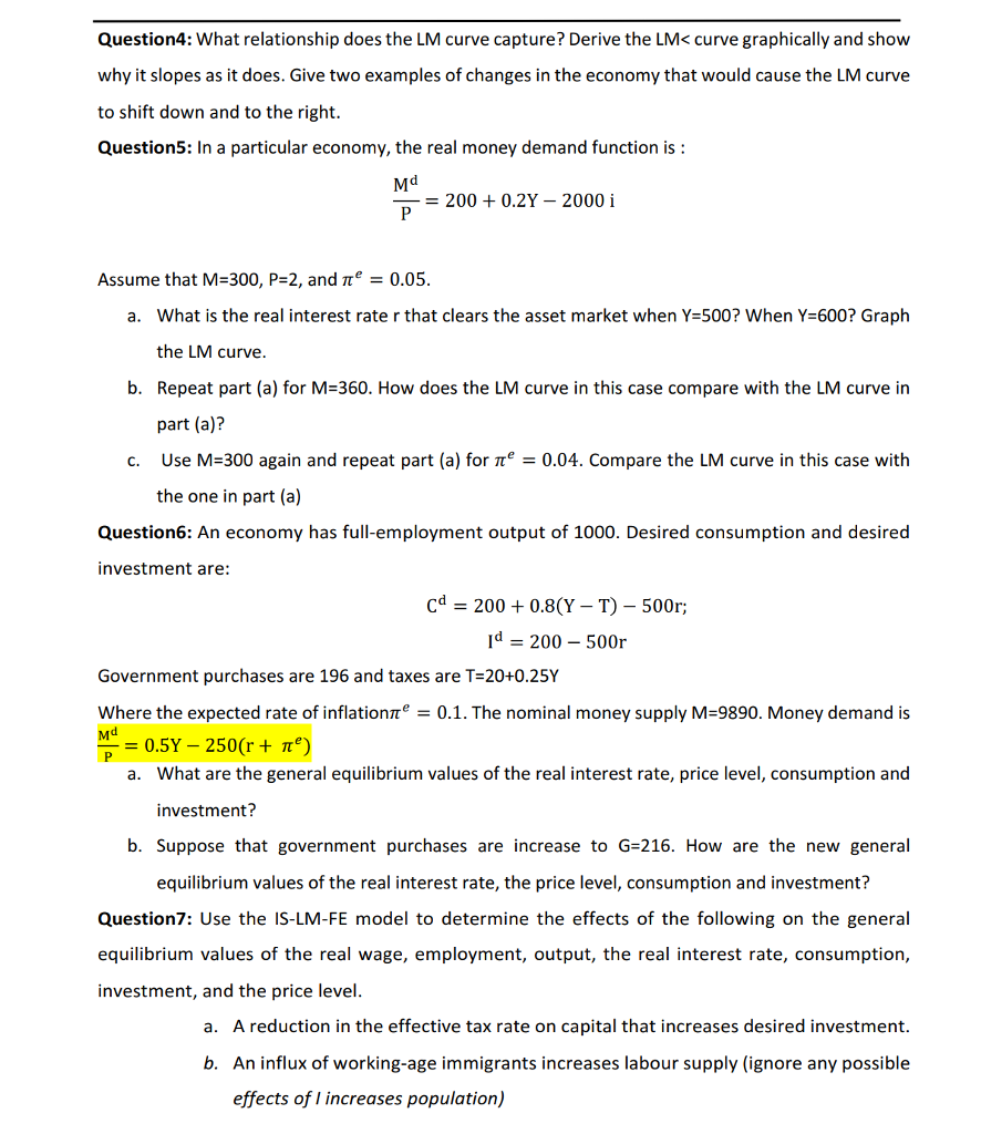 Solved Question4: What relationship does the LM curve | Chegg.com