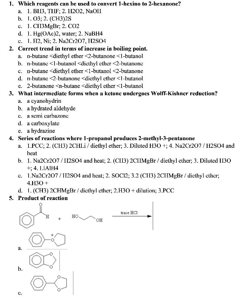 Solved 1. Which reagents can be used to convert 1-hexino to | Chegg.com