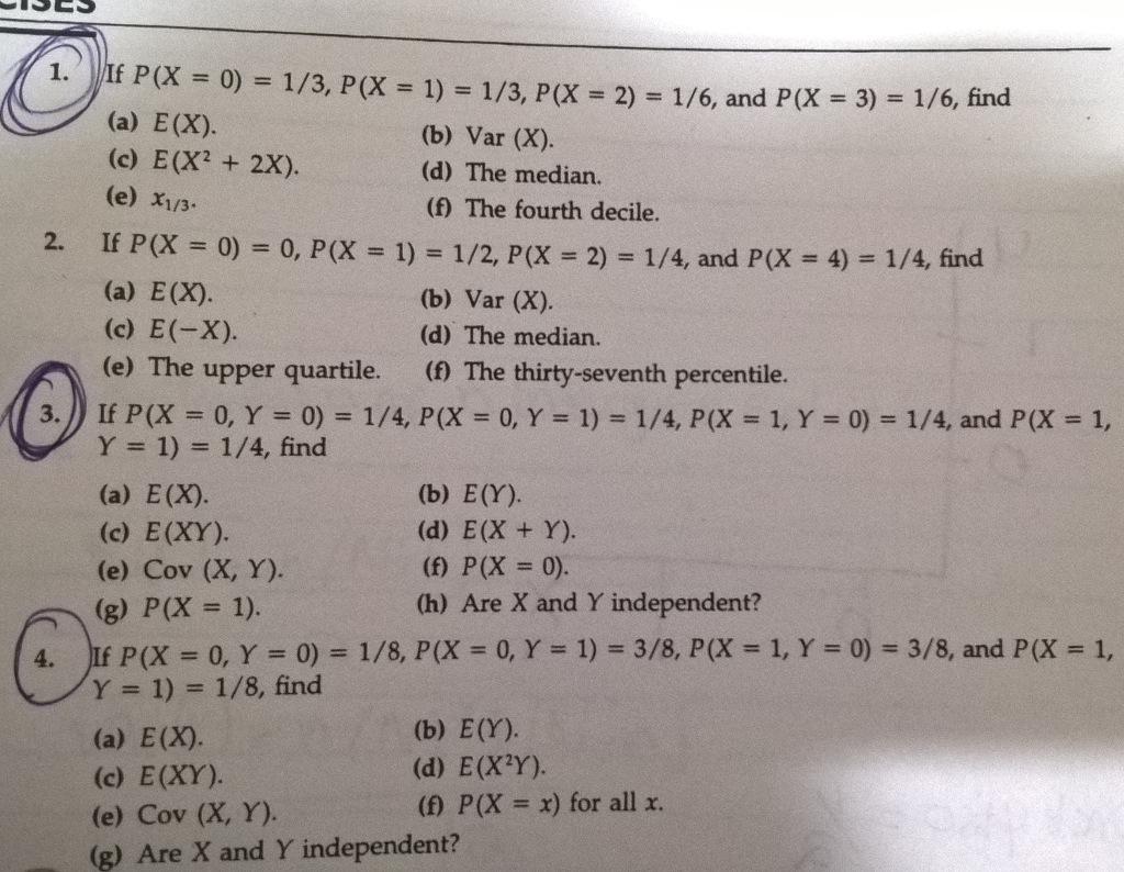 Solved 3) = 1 /6, find (c) E(X + 2X). (e) xis. (b) Var (X). | Chegg.com