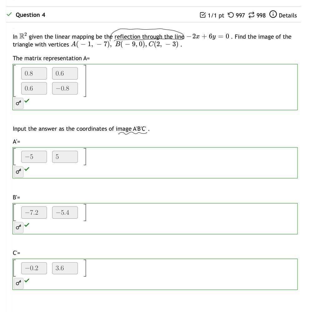 Solved In R2 given the linear mapping be the reflection | Chegg.com