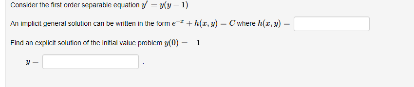 Solved Consider The First Order Separable Equation Y