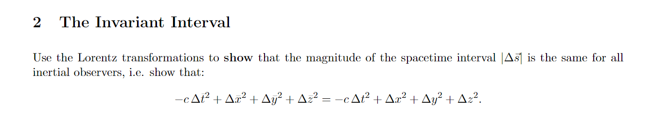 Solved 2 The Invariant Interval Use the Lorentz | Chegg.com