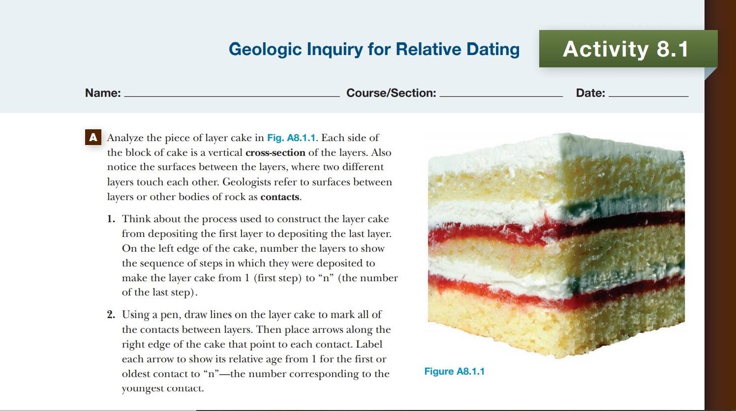 Solved GEOLOGIC INQUIRY FOR RELATIVE DATING ALL QUESTIONS | Chegg.com