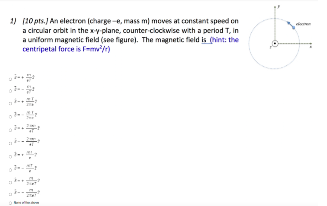Solved Electron 1 10 Pts ] An Electron Charge E Mass M