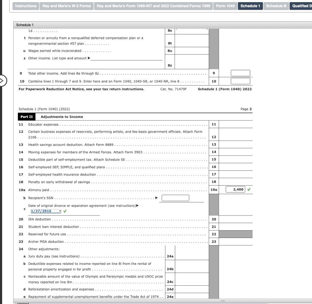 Instructions Ray and Maria's W-2 Forms Ray and | Chegg.com