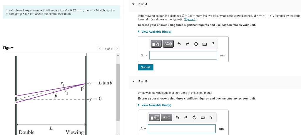 Solved Part A In a double-slil experiment with slit | Chegg.com