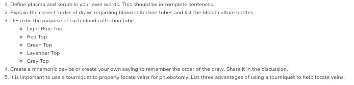Solved 2. Explain the correct 'order of draw' regarding | Chegg.com