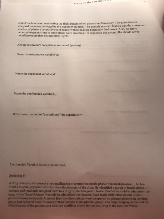 Solved Confound Exercise Name: Instruction: For each | Chegg.com