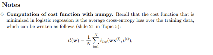 Solved Computation of cost function with numpy. Recall that | Chegg.com
