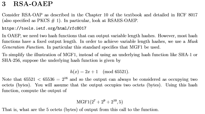 3 RSA-OAEP Consider RSA-OAP as described in the | Chegg.com