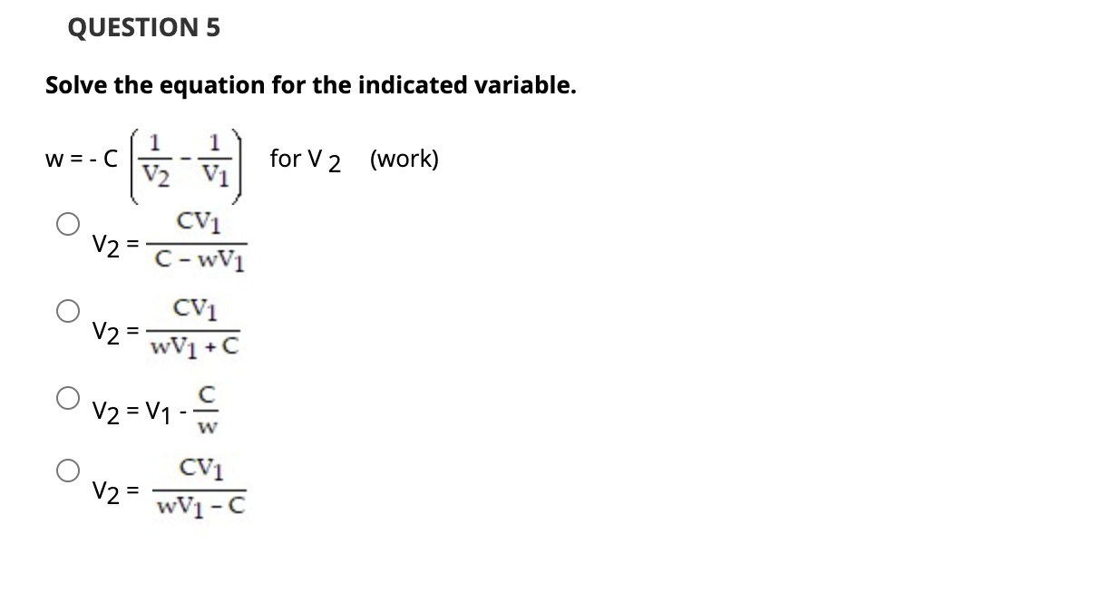 Solved Solve the equation for the indicated variable. | Chegg.com