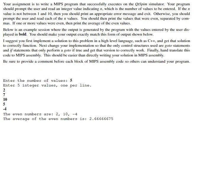 Solved Your assignment is to write a MIPS program that | Chegg.com Solved Your assignment is to write a MIPS program that | Chegg.com