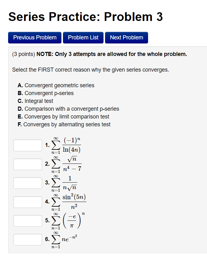 Solved Series Practice: Problem 3 Previous Problem Problem | Chegg.com