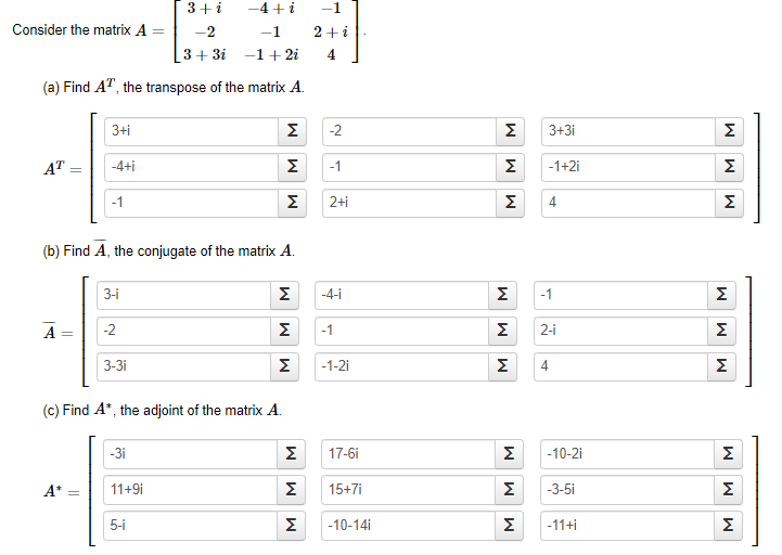 Solved 3+ i -4+ i Consider the matrix A -2 -1 3 + 3i -1+2i | Chegg.com