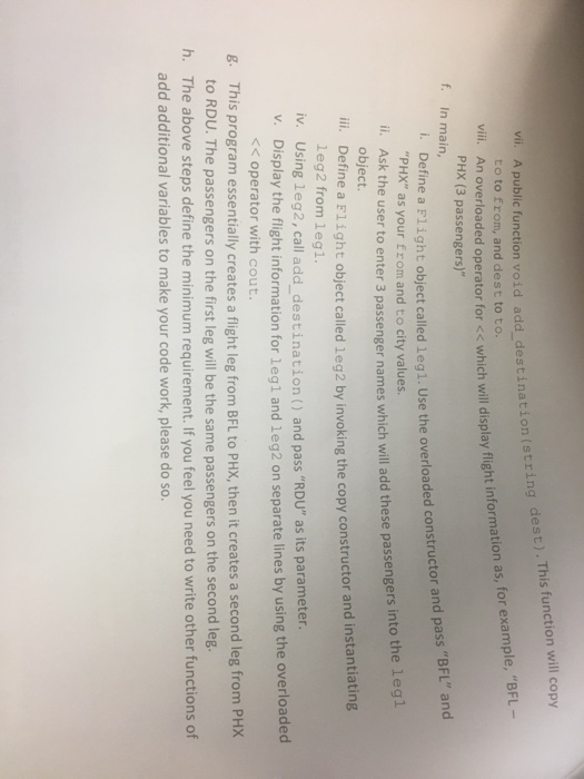 Solved e. Define a class called Flight. The class Flight | Chegg.com