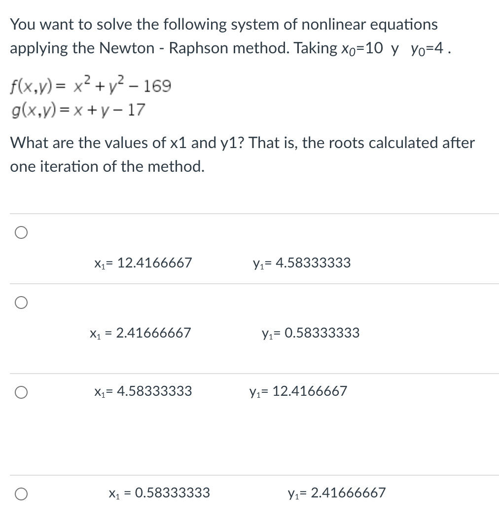 Solved You want to solve the following system of nonlinear | Chegg.com