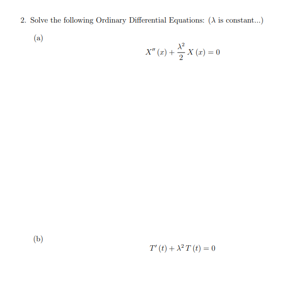 Solved 2. Solve the following Ordinary Differential | Chegg.com