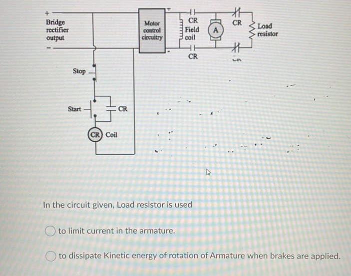 Solved CR + Bridge rectifier output Motor control circuitry | Chegg.com