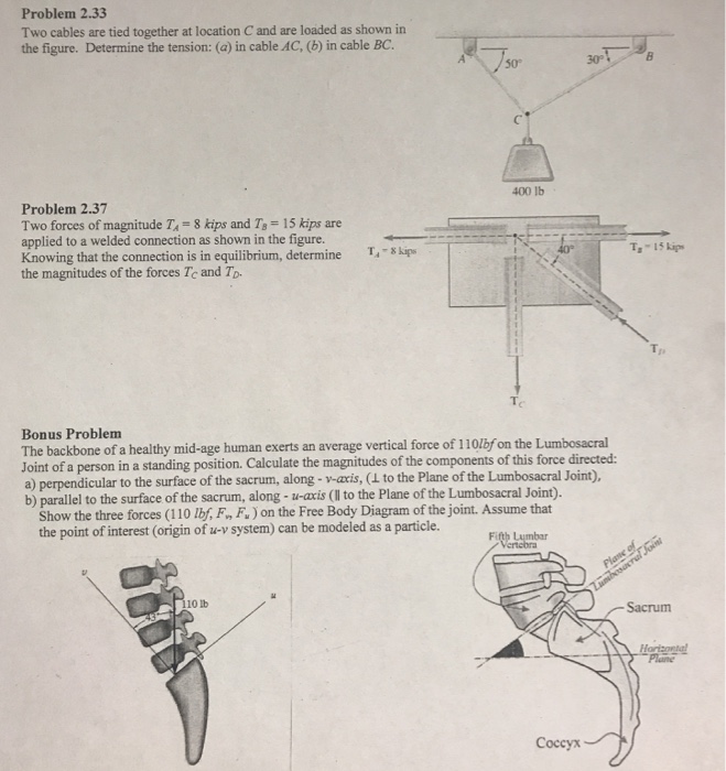 Solved Problem 2.33 Two cables are tied together at location | Chegg.com