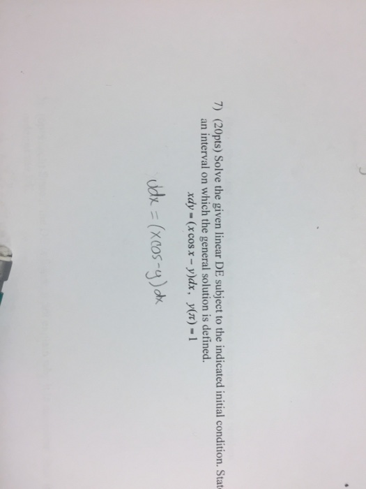Solved Solve the given linear DE subject to the indicated | Chegg.com Solved Solve the given linear DE subject to the indicated | Chegg.com