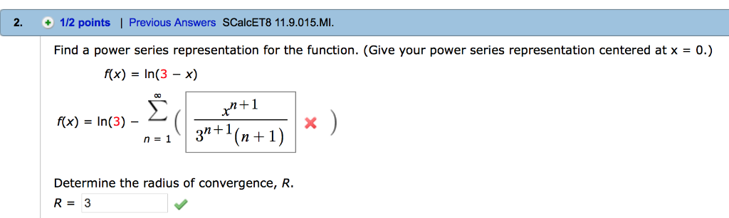 Solved 1. 1/2 points | Previous Answers SCalcET8 11.9.003.MI | Chegg.com
