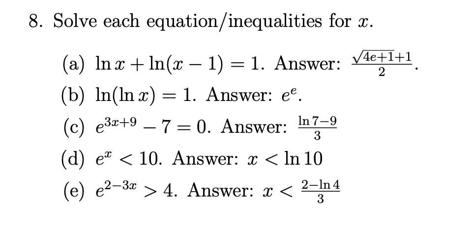 Solved Solve each equation/inequalities for x. (a) | Chegg.com