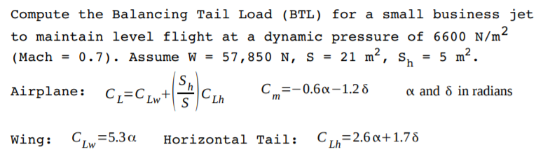 Compute the Balancing Tail Load (BTL) for a small | Chegg.com