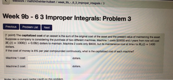 Solved webwork math242winter-hulbert/week 9b -6 3 | Chegg.com