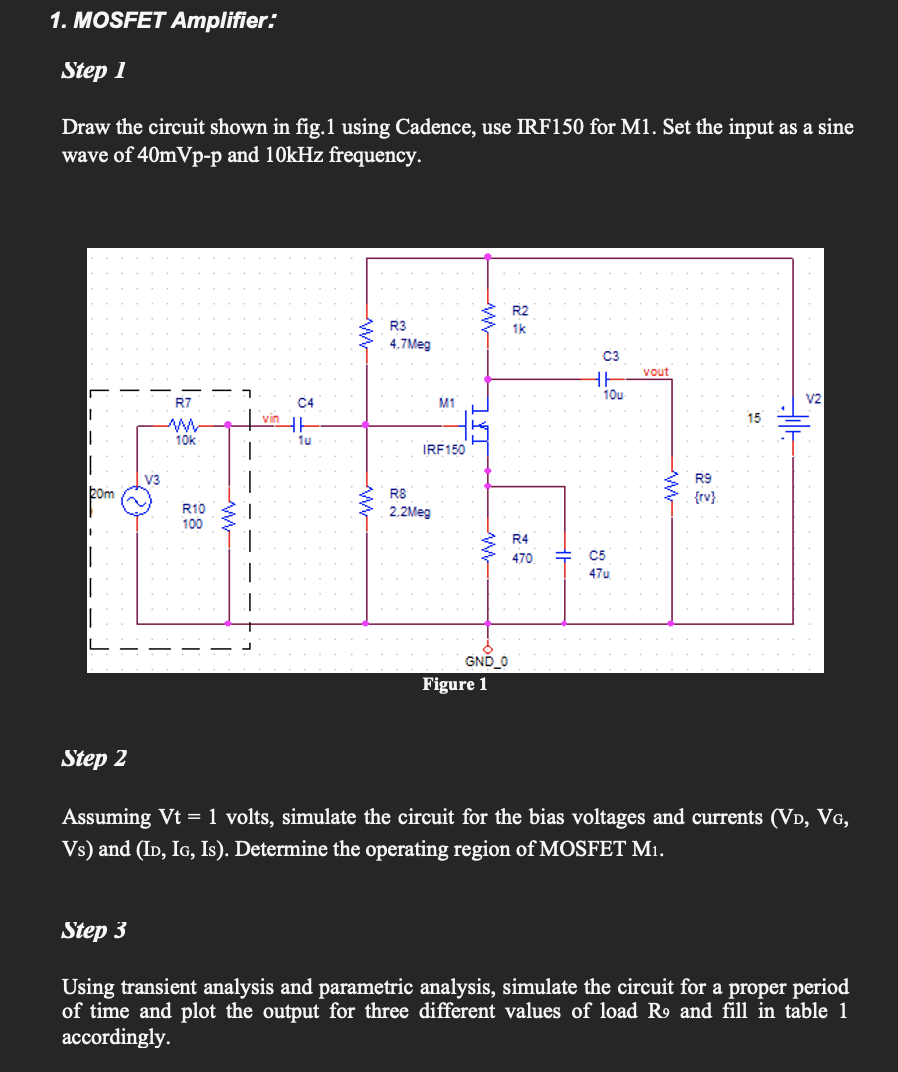 Solved MOSFET Amplifier: Step Draw The Circuit Shown In, 52% OFF