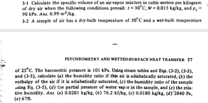 Solved 3-1 Calculate the specific volume of an air-vapor | Chegg.com