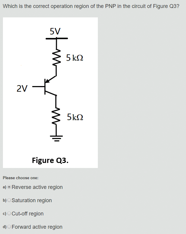 Solved Which is the correct operation region of the PNP in | Chegg.com