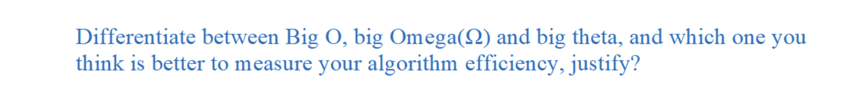Solved Differentiate between BigO, big Omega(Ω) and big | Chegg.com