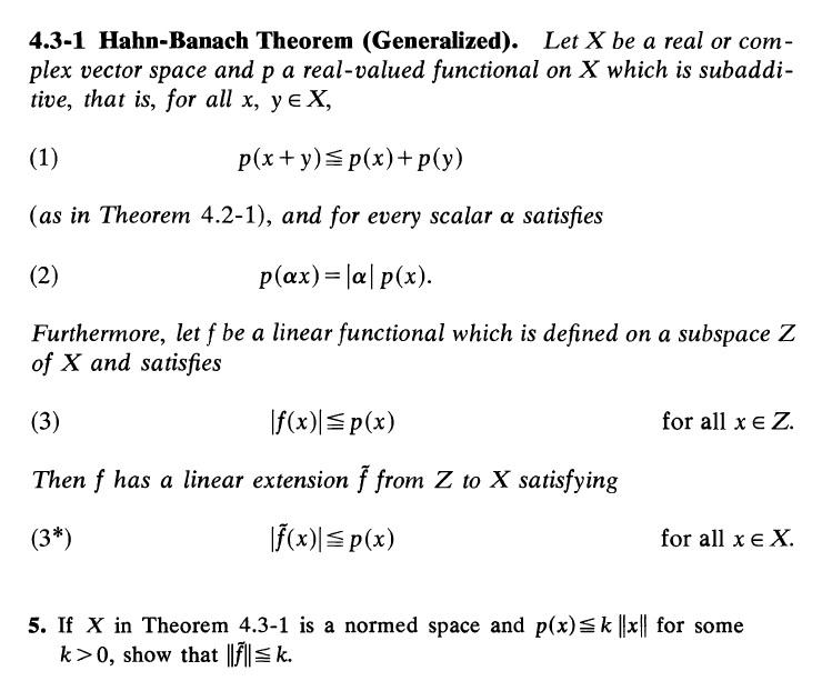 Solved 4.3-1 Hahn-Banach Theorem (Generalized). Let X be a | Chegg.com