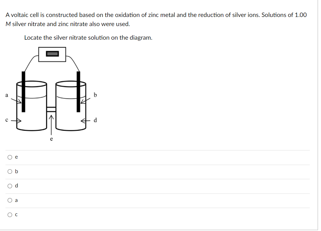 Solved A voltaic cell is constructed based on the oxidation | Chegg.com